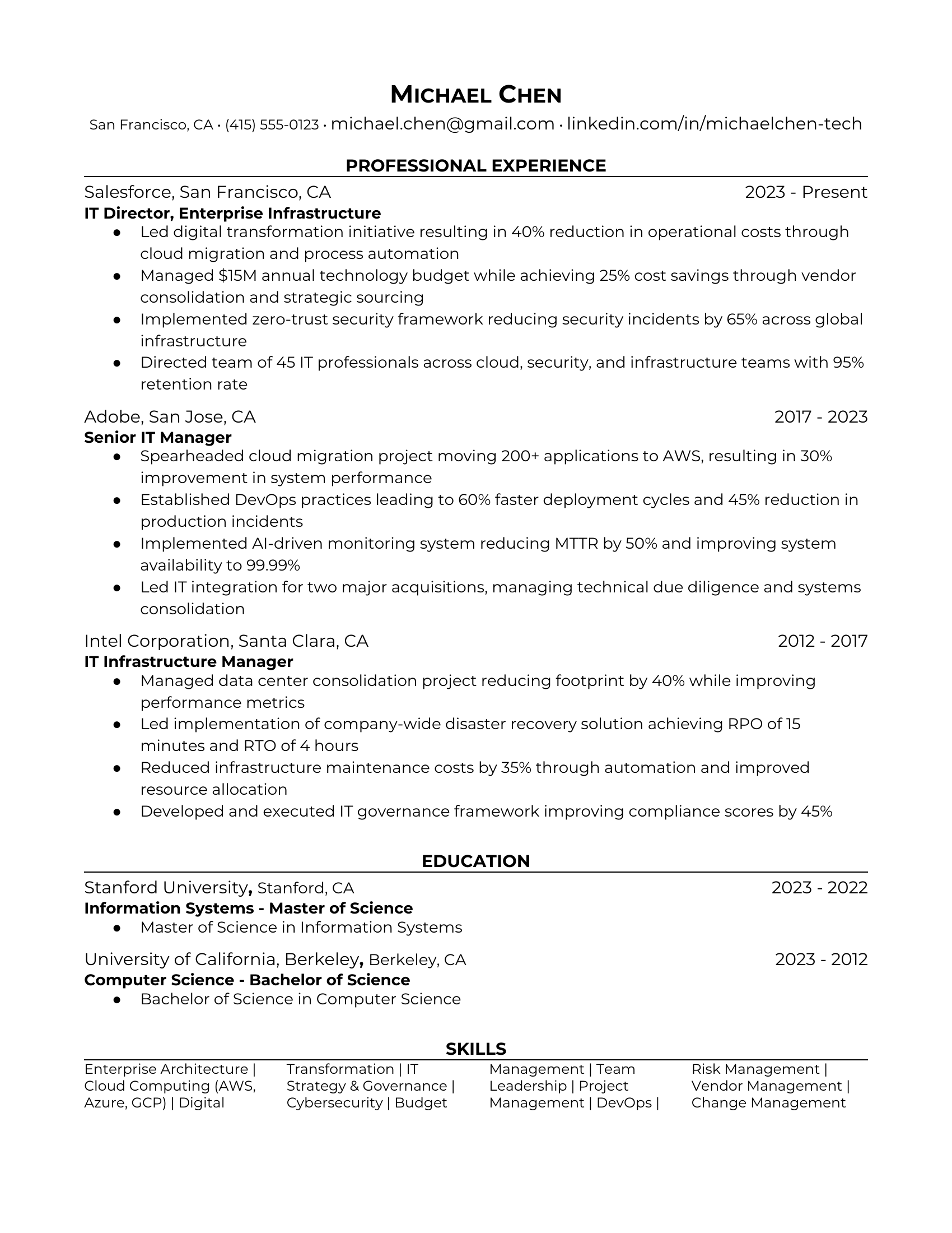 IT Director in Technology Resume Examples & Tips for 2025 | Careerday